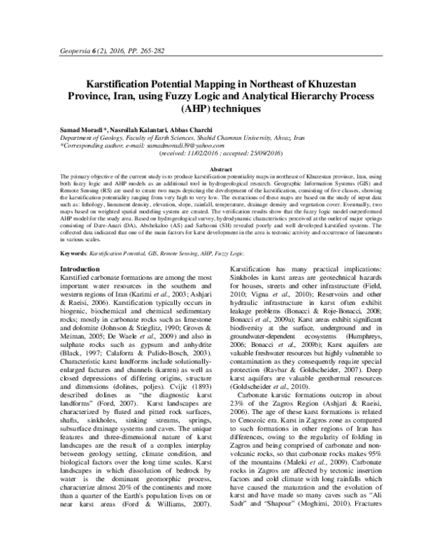 (PDF) Karstification Potential Mapping in Northeast of Khuzestan ...
