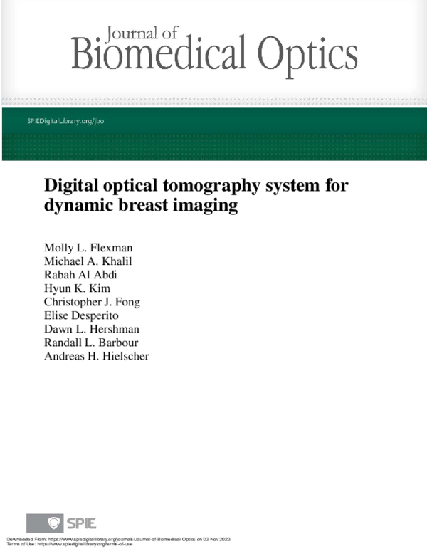 (PDF) Digital optical tomography system for dynamic breast imaging