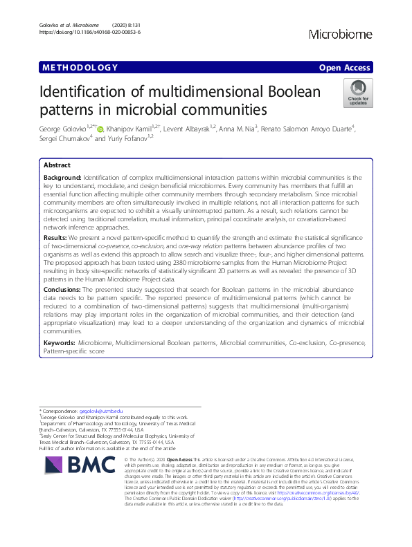 (PDF) Identification of multidimensional Boolean patterns in microbial communities