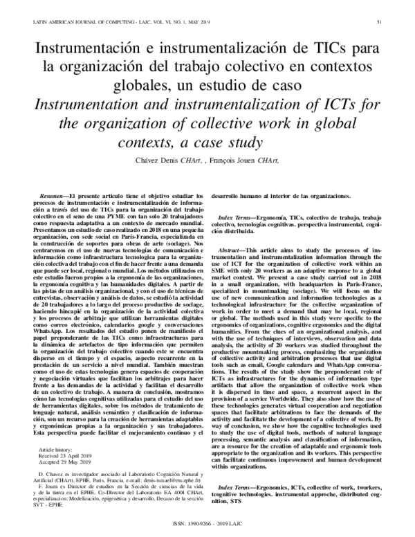 (PDF) Instrumentation and instrumentalization of ICTs for the organization of collective work in ...