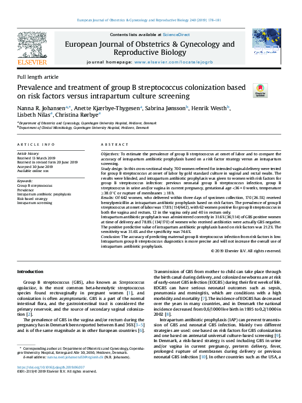(PDF) Prevalence and treatment of group B streptococcus colonization ...