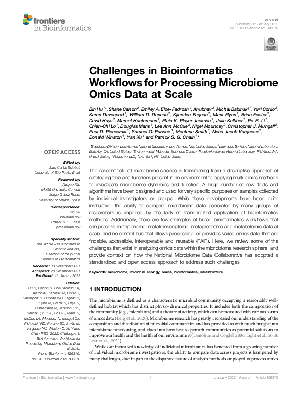 (PDF) Challenges in Bioinformatics Workflows for Processing Microbiome ...