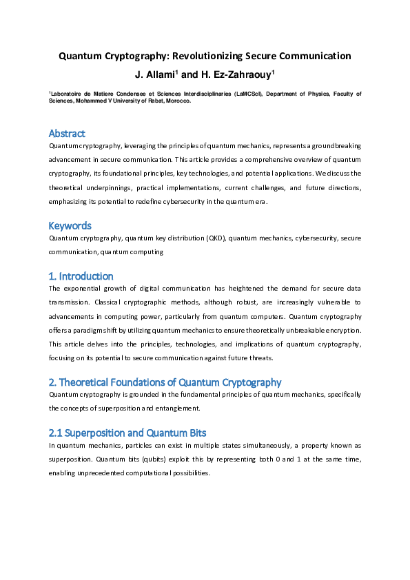 (PDF) Quantum Cryptography: Revolutionizing Secure Communication