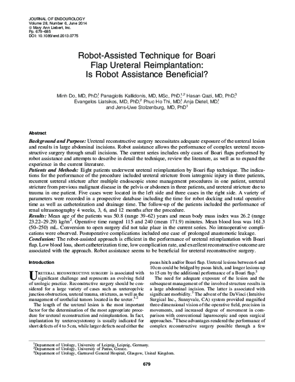 (PDF) Robot-Assisted Technique for Boari Flap Ureteral Reimplantation ...
