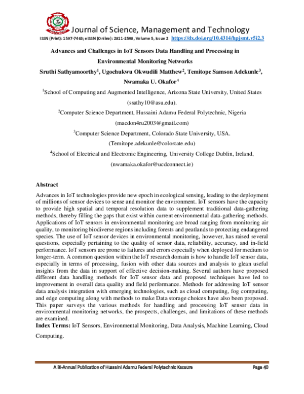 (PDF) Advances and Challenges in IoT Sensors Data Handling and ...