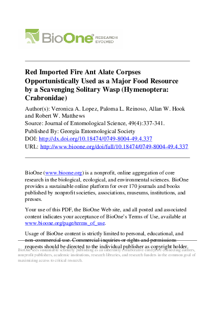 (PDF) Red Imported Fire Ant Alate Corpses Opportunistically Used as a ...