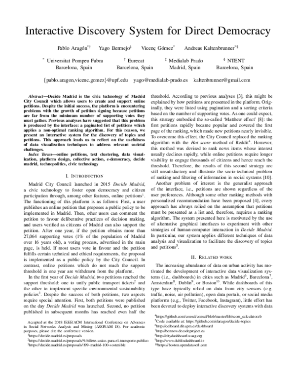 (PDF) Interactive Discovery System for Direct Democracy