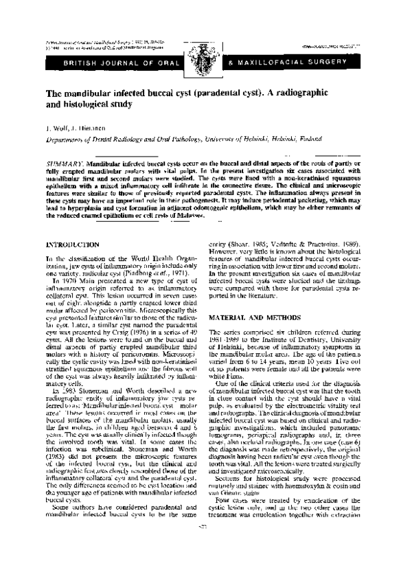 (PDF) The mandibular infected buccal cyst (paradental cyst). A ...