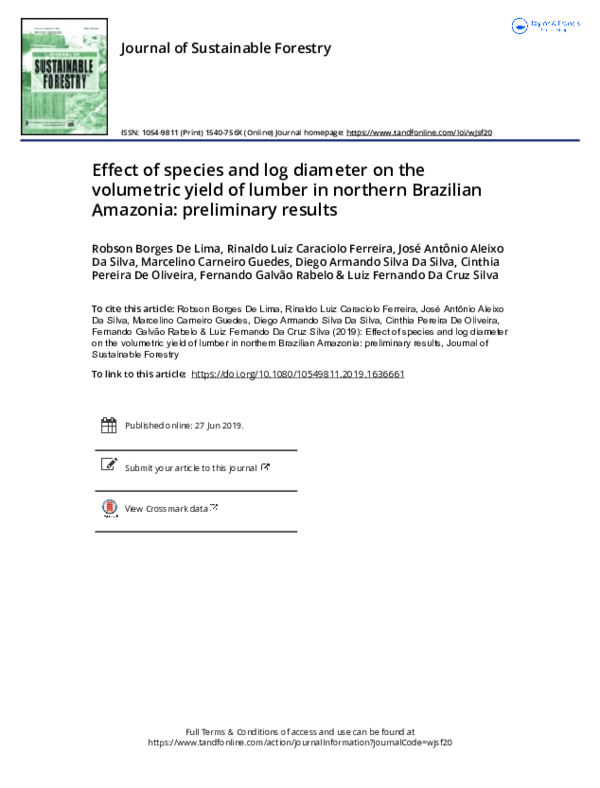 (PDF) Effect of species and log diameter on the volumetric yield of ...