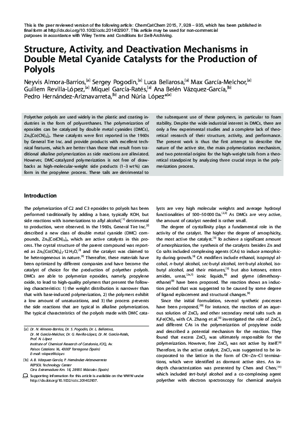 (PDF) Structure, Activity, and Deactivation Mechanisms in Double Metal ...