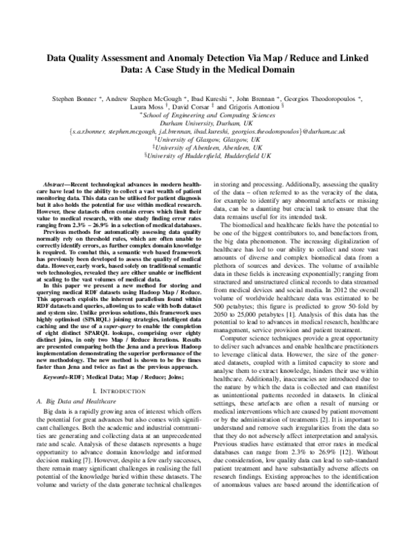 (PDF) Data quality assessment and anomaly detection via map/reduce and linked data: A case study ...