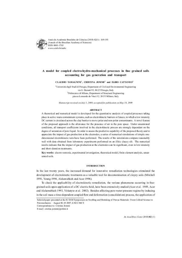 (PDF) A model for coupled electro-hydro-mechanical processes in fine grained soils accounting ...