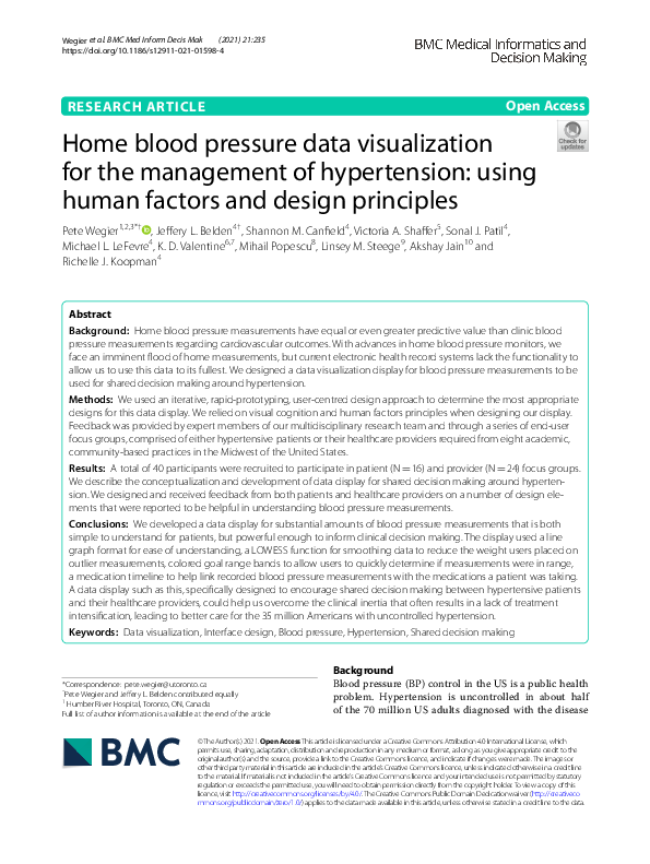 (PDF) Home blood pressure data visualization for the management of ...