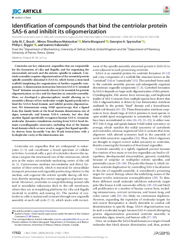 (PDF) Identification of compounds that bind the centriolar protein SAS ...