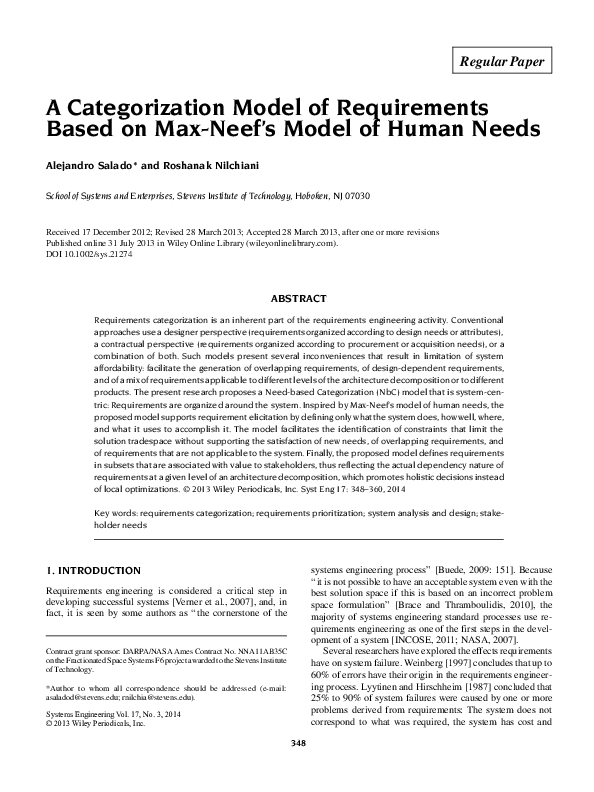 (PDF) A Categorization Model of Requirements Based on Max-Neef's Model ...