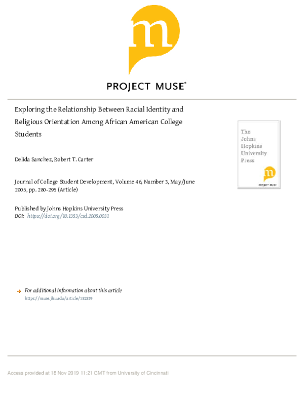 (PDF) Exploring the Relationship Between Racial Identity and Religious ...