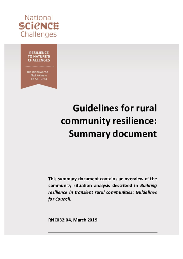 (PDF) Guidelines for rural community resilience: Summary document