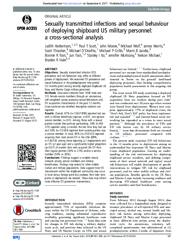 (PDF) Sexually transmitted infections and sexual behaviour of deploying shipboard US military ...