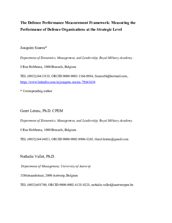 (PDF) The defence performance measurement framework: measuring the ...