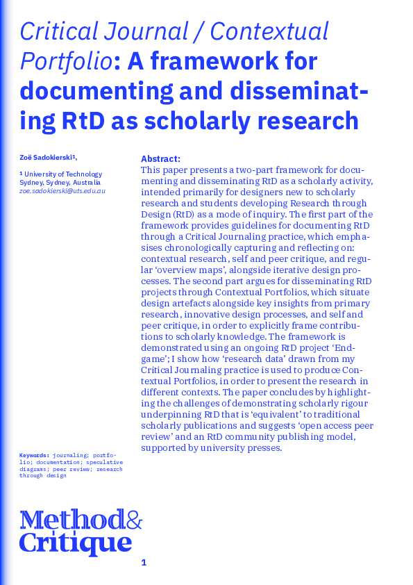 (PDF) Portfolio : A framework for documenting and disseminat