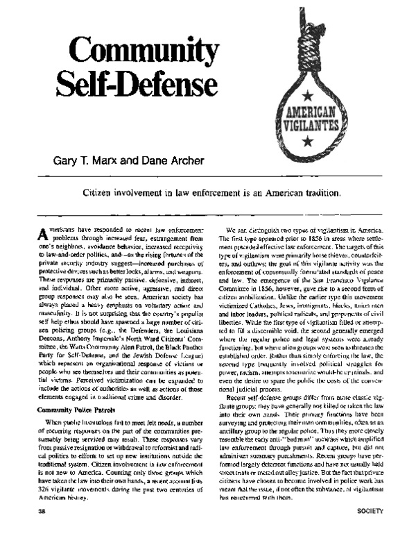 (PDF) Community self-defense