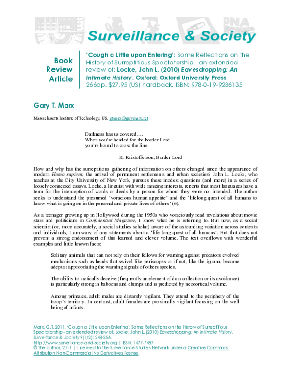 (PDF) ‘Cough a Little upon Entering’: Some Reflections on the History ...