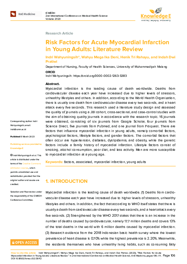 (PDF) Risk Factors for Acute Myocardial Infarction in Young Adults ...