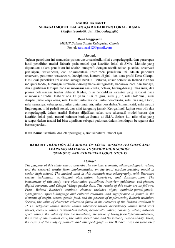 (PDF) TRADISI BABARIT SEBAGAI MODEL BAHAN AJAR KEARIFAN LOKAL DI SMA ...