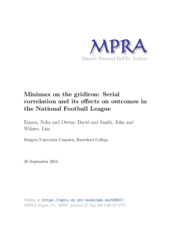 (PDF) Minimax on the Gridiron: Serial Correlation and Its Effects on ...