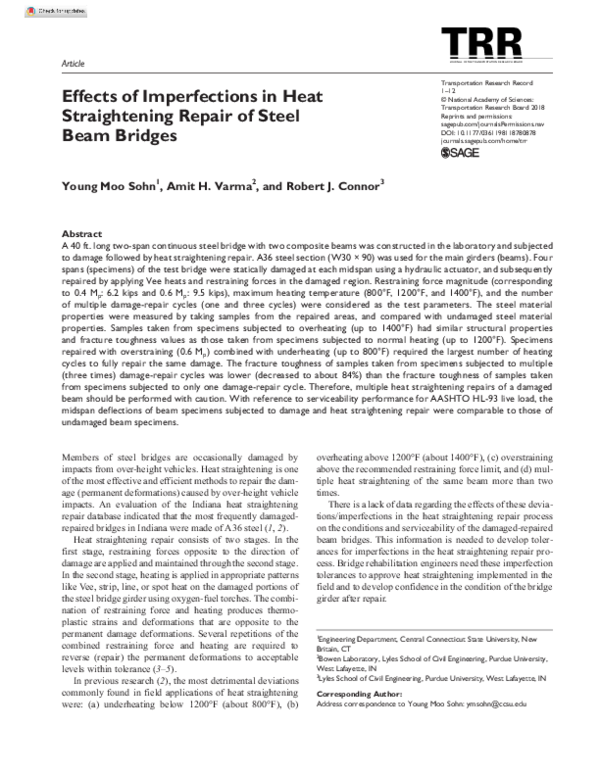 (PDF) Effects of Imperfections in Heat Straightening Repair of Steel ...