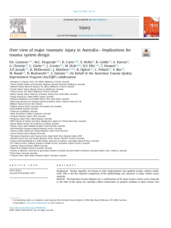 (PDF) Over view of major traumatic injury in Australia––Implications ...