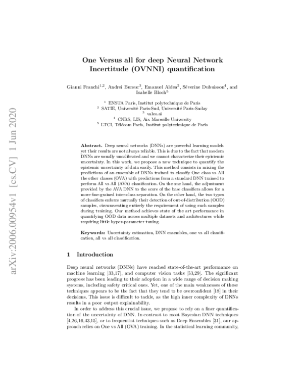 (PDF) One Versus all for deep Neural Network Incertitude (OVNNI ...