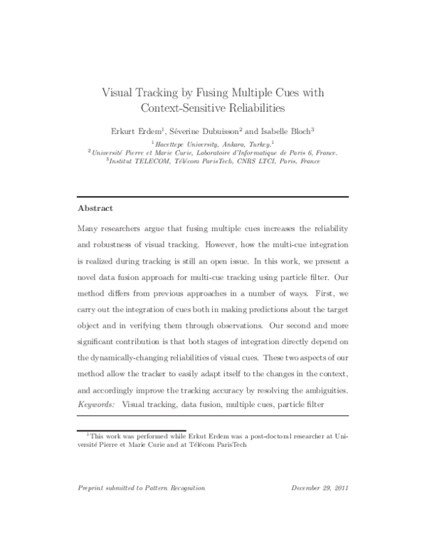 (PDF) Visual tracking by fusing multiple cues with context-sensitive reliabilities