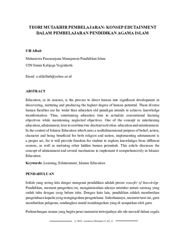 (PDF) Teori Mutakhir Pembelajaran: Konsep Edutainment Dalam ...