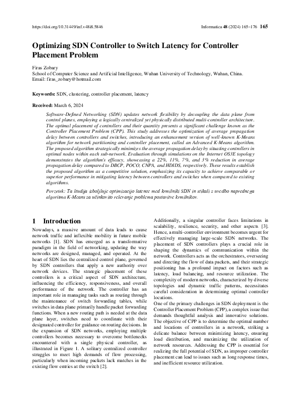 (PDF) Optimizing SDN Controller to Switch Latency for Controller Placement Problem