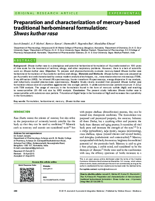 (PDF) Preparation and characterization of mercury-based traditional ...