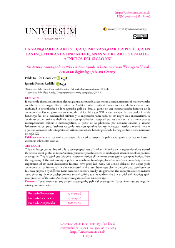 (PDF) La vanguardia artística como vanguardia política en las ...