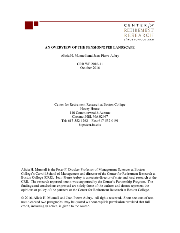 (PDF) An Overview of the Pension/OPEB Landscape