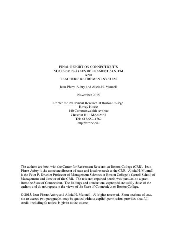 (PDF) Final Report on Connecticut's State Employees Retirement System ...