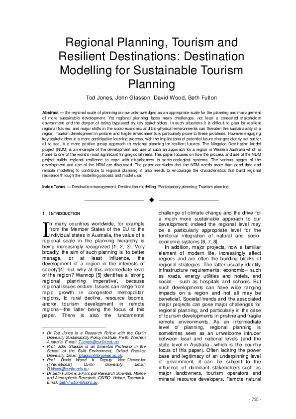 (PDF) Regional Planning, Tourism and Resilient Destinations ...