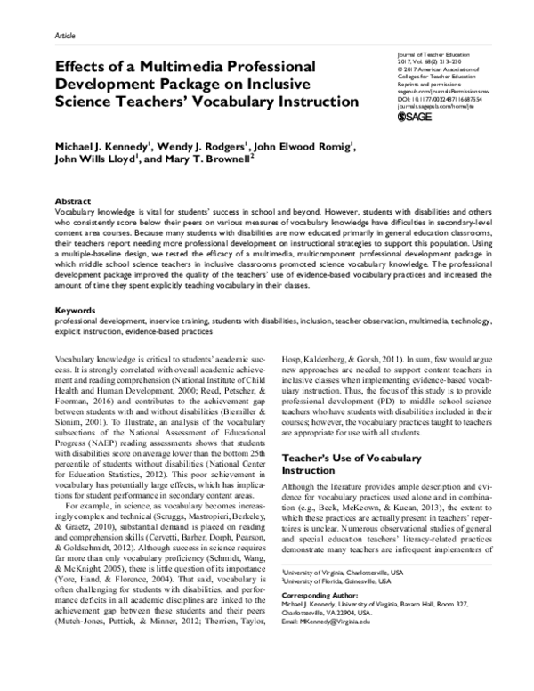 (PDF) Effects of a Multimedia Professional Development Package on ...