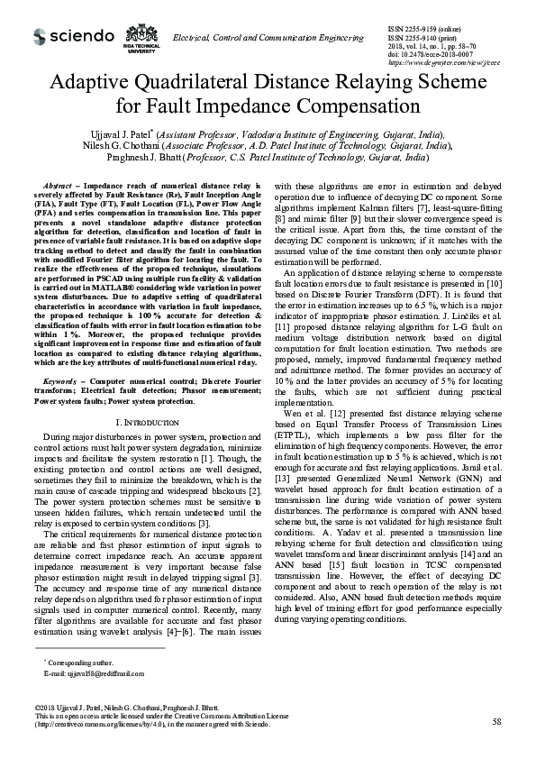 (PDF) Adaptive quadrilateral distance relaying scheme for fault impedance compensation