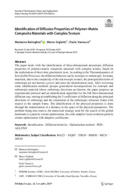 (PDF) Identification of Diffusion Properties of Polymer-Matrix ...