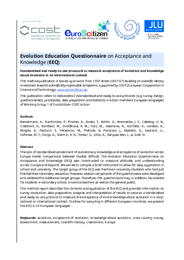 (PDF) Evolution Education Questionnaire on Acceptance and Knowledge ...