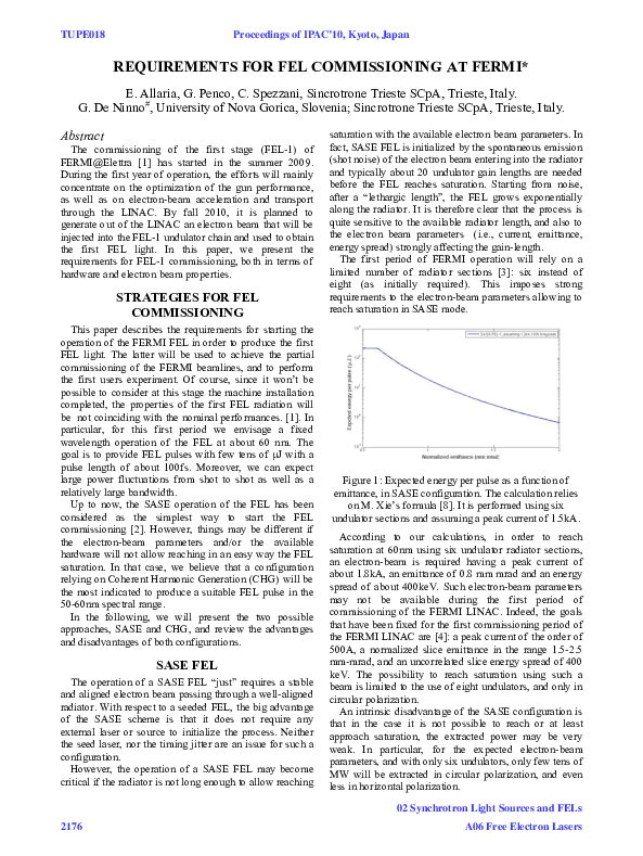 (PDF) Requirements for FEL Commissioning at FERMI