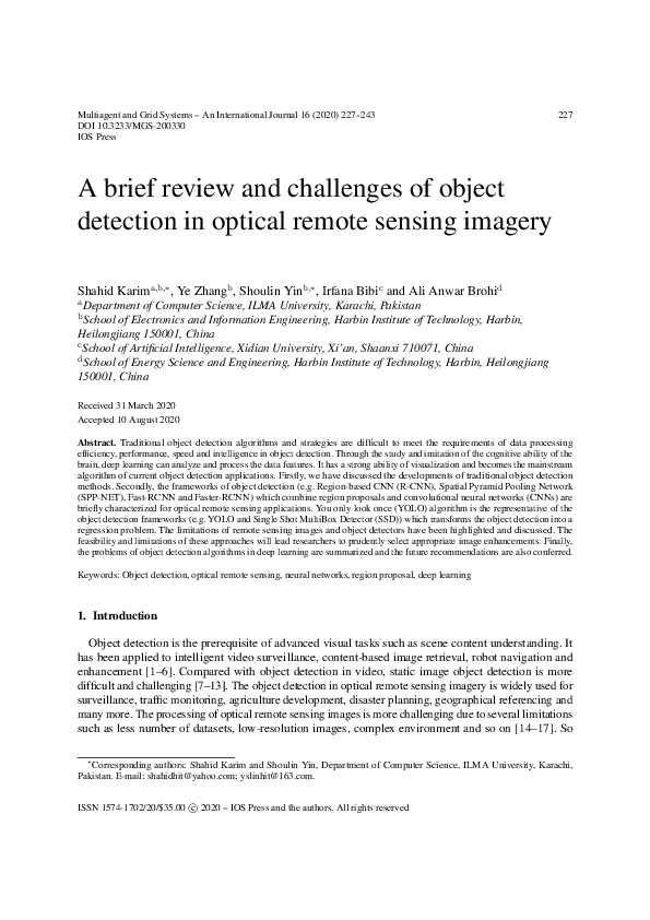 (PDF) A brief review and challenges of object detection in optical ...
