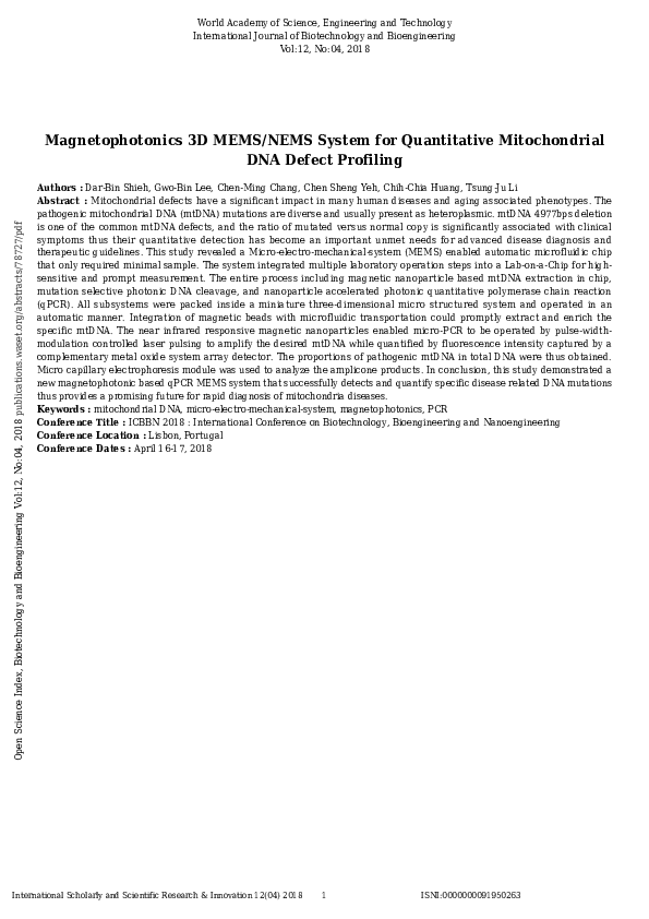(PDF) Magnetophotonics 3D MEMS/NEMS System for Quantitative ...