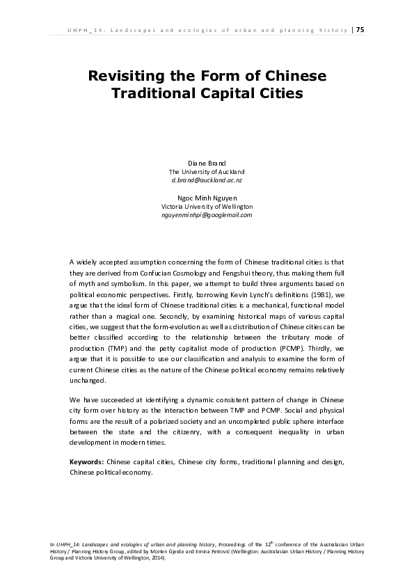 (PDF) Revisiting the form of Chinese traditional capital cities