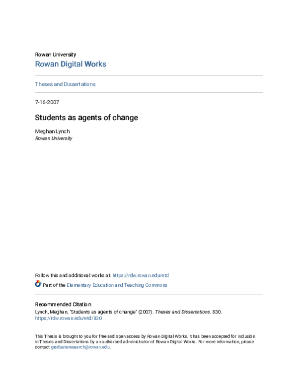 (PDF) Students as Agents of Change