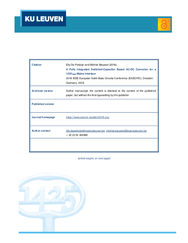 (PDF) A Fully Integrated Switched-Capacitor Based AC-DC Converter for a ...